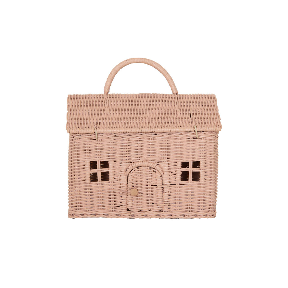 Valisette Casa en rotin - Rose poudré Olli Ella pour chambre enfant ...